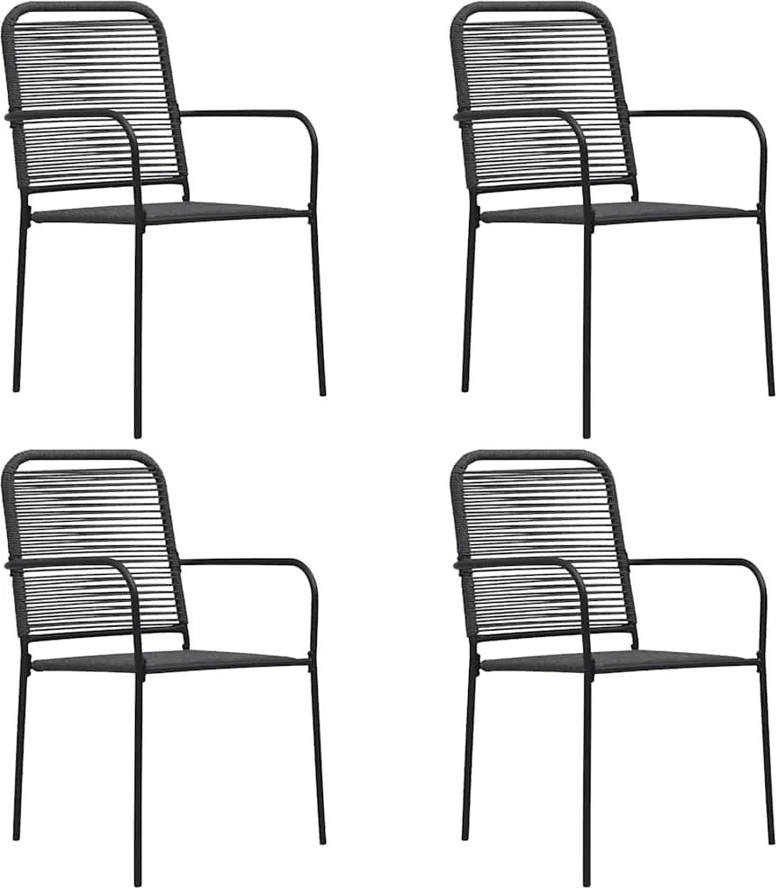 5dílný zahradní jídelní set černý sklo a ocel 3060209
