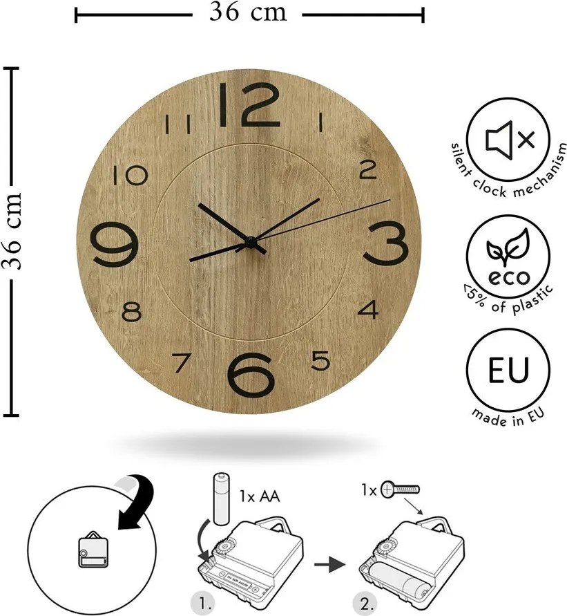 Nástěnné hodiny ø 36 cm Hugo – Styler
