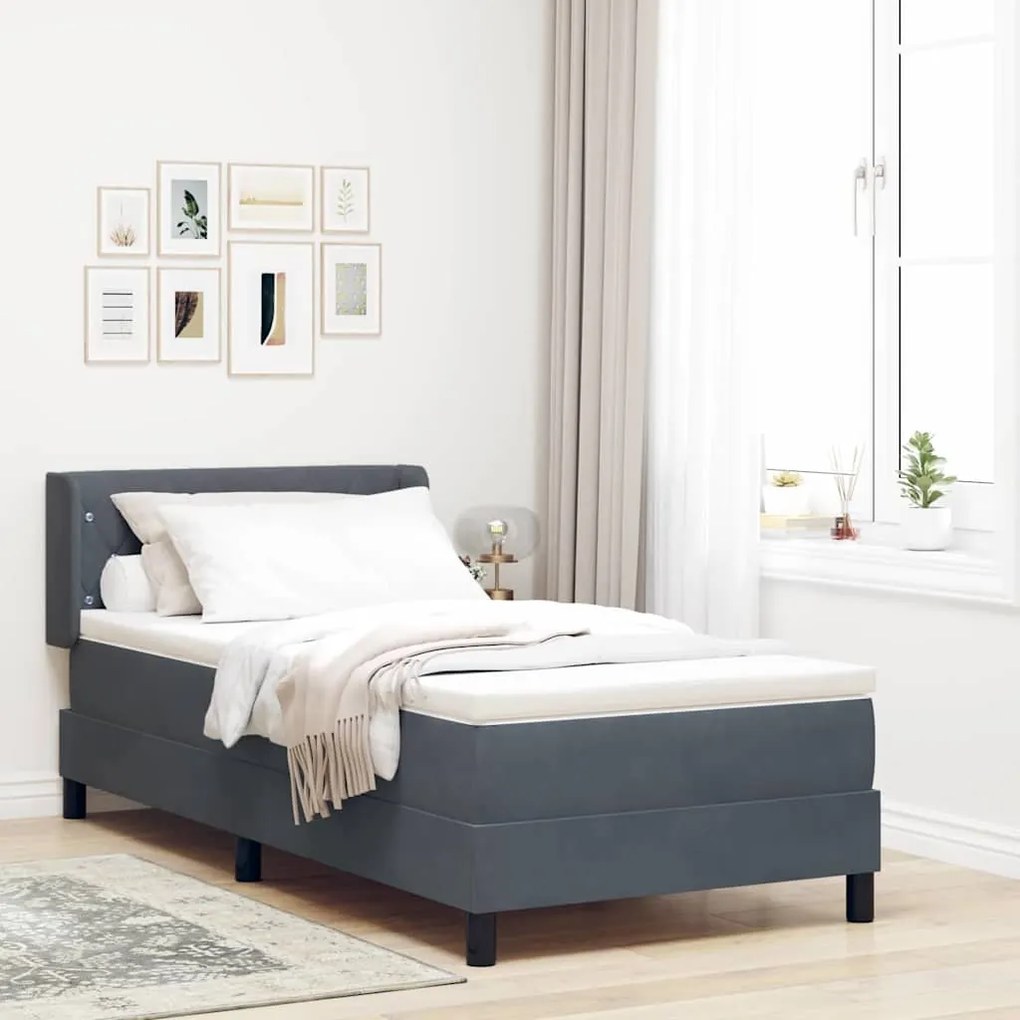 Postel s boxspringem s čelo Tmavě šedá 190 x 90 cm samet 3341391