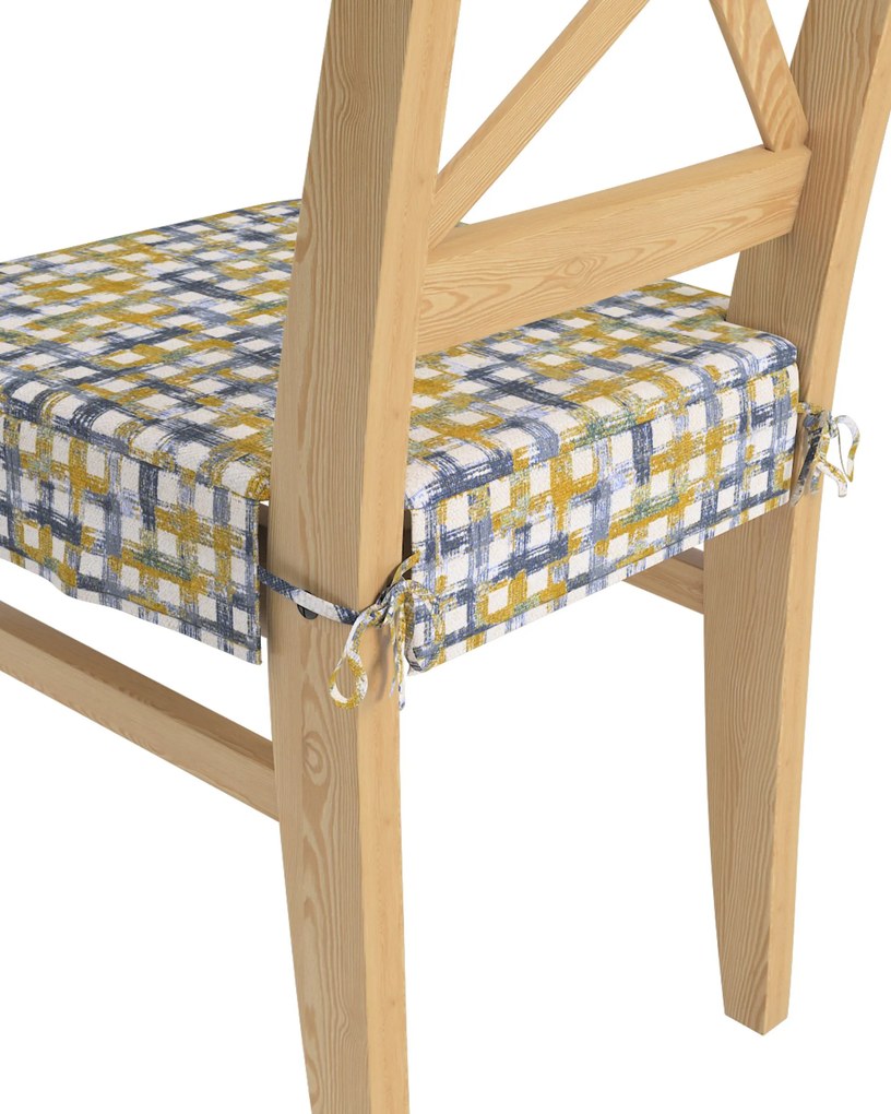 Sedák na židli IKEA Ingolf barva modrá látka pletený vzor, vzorované