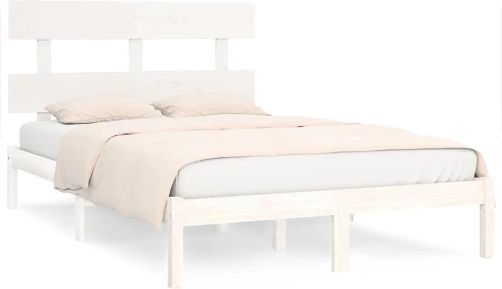 Rám postele bílý masivní dřevo 200 x 200 cm 3104694