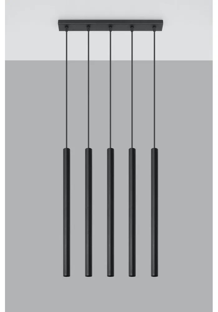 Černé závěsné svítidlo Sollux Fideus, délka 45 cm