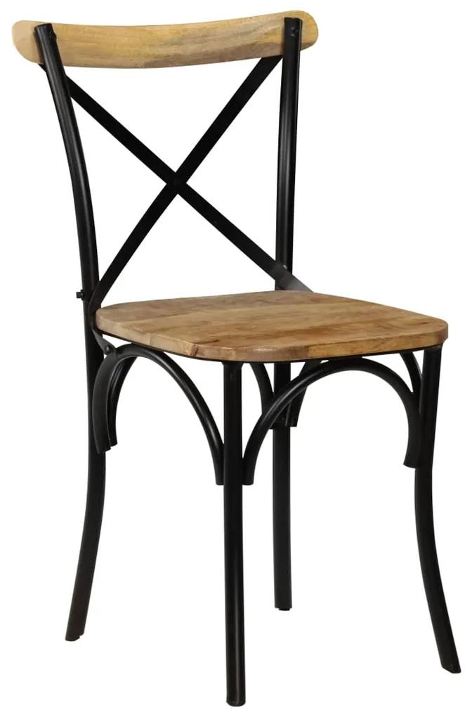 vidaXL Židle křížové opěradlo 2 ks černé masivní mangovníkové dřevo
