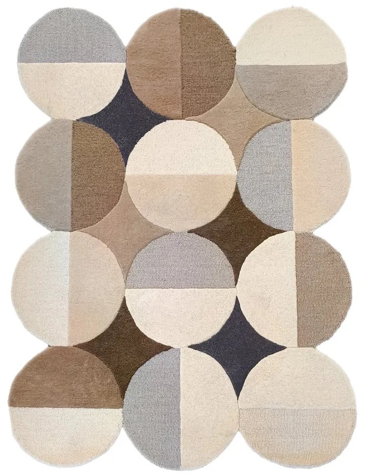 Šedobéžový ručně tkaný vlněný koberec 120x170 cm Mia Ellipse – Flair Rugs