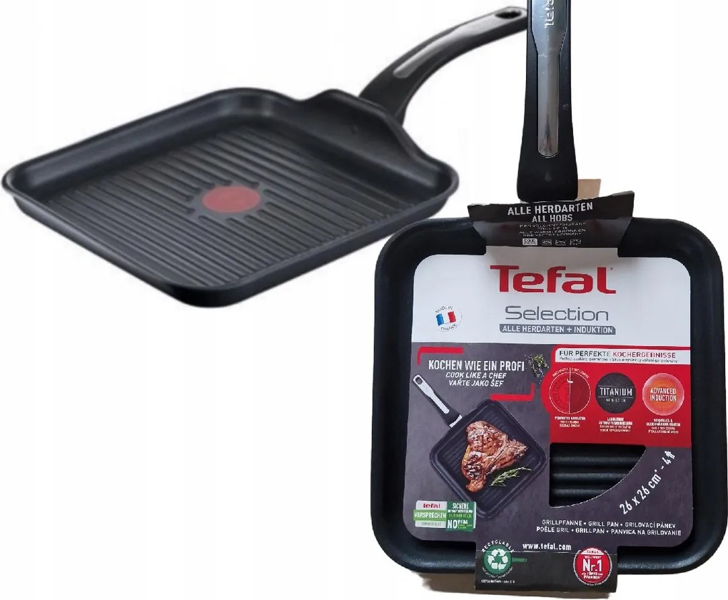 Grilovací Pánev Tefal 26x26 CM Titanová Indukce Gaz Selection