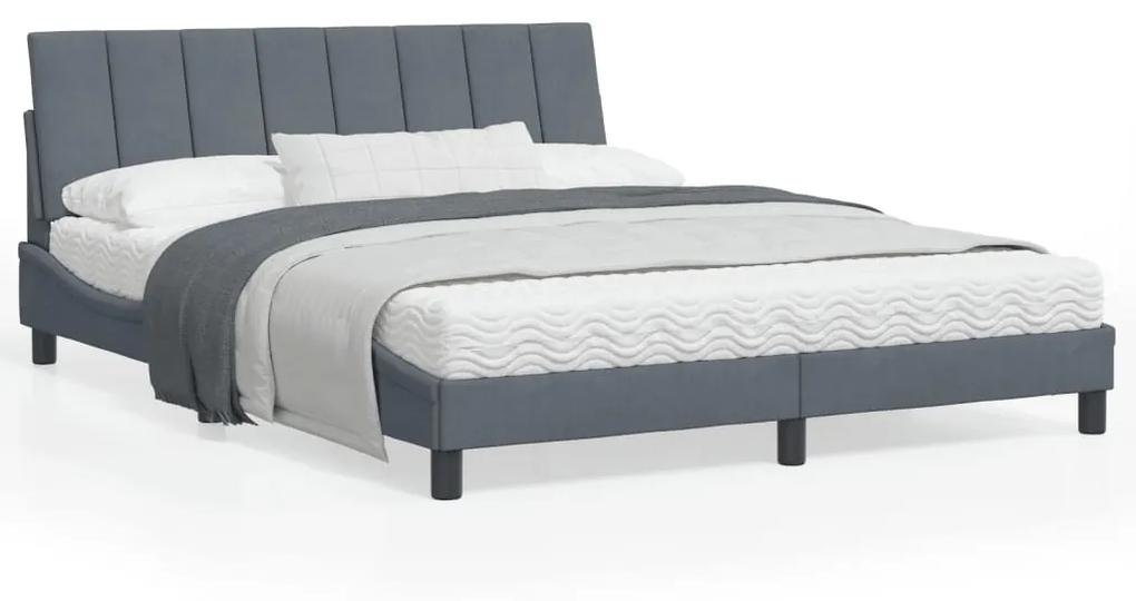 vidaXL Rám postele s čelem tmavě šedý 160x200 cm samet