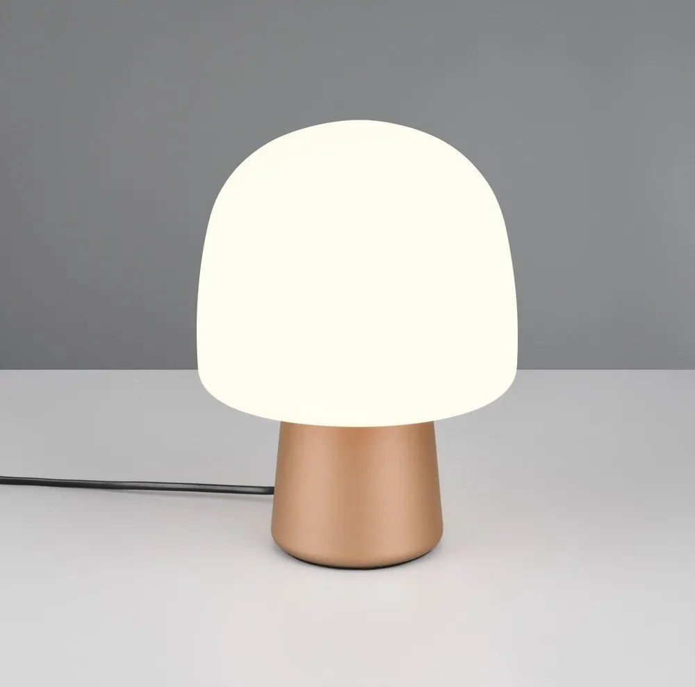 Stolní lampa v bílo-bronzové barvě se skleněným stínidlem (výška 27 cm) Steen – Trio