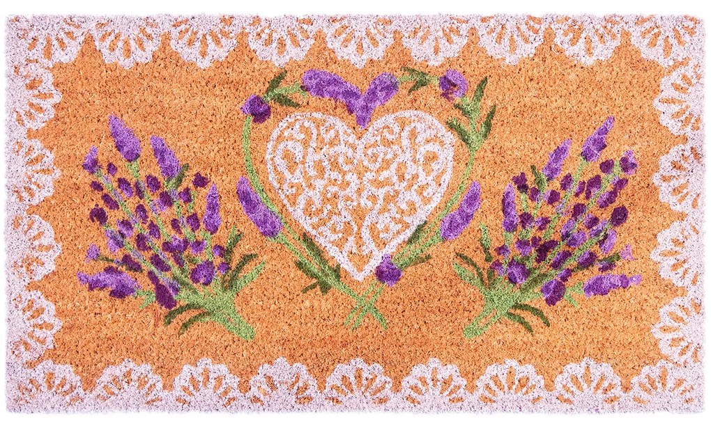 Trade Concept Kokosová rohožka Lavender Heart, 40 x 70 cm