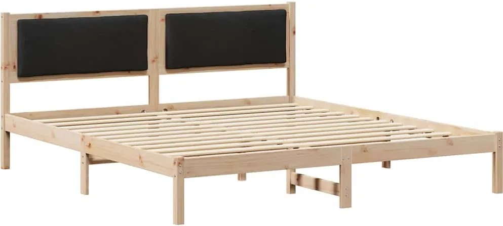 Rám postele s čelo Černá 200 x 200 cm Masivní borové dřevo 3394230