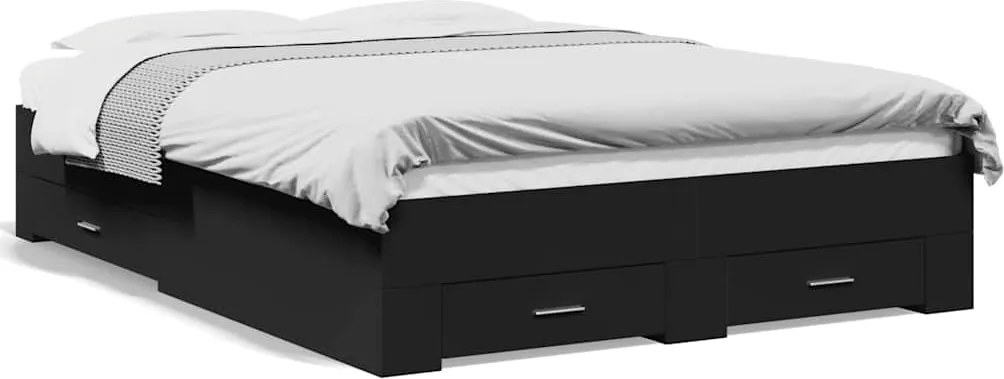 Rám postele se zásuvkami černý 135 x 190 cm kompozitní dřevo 3280406