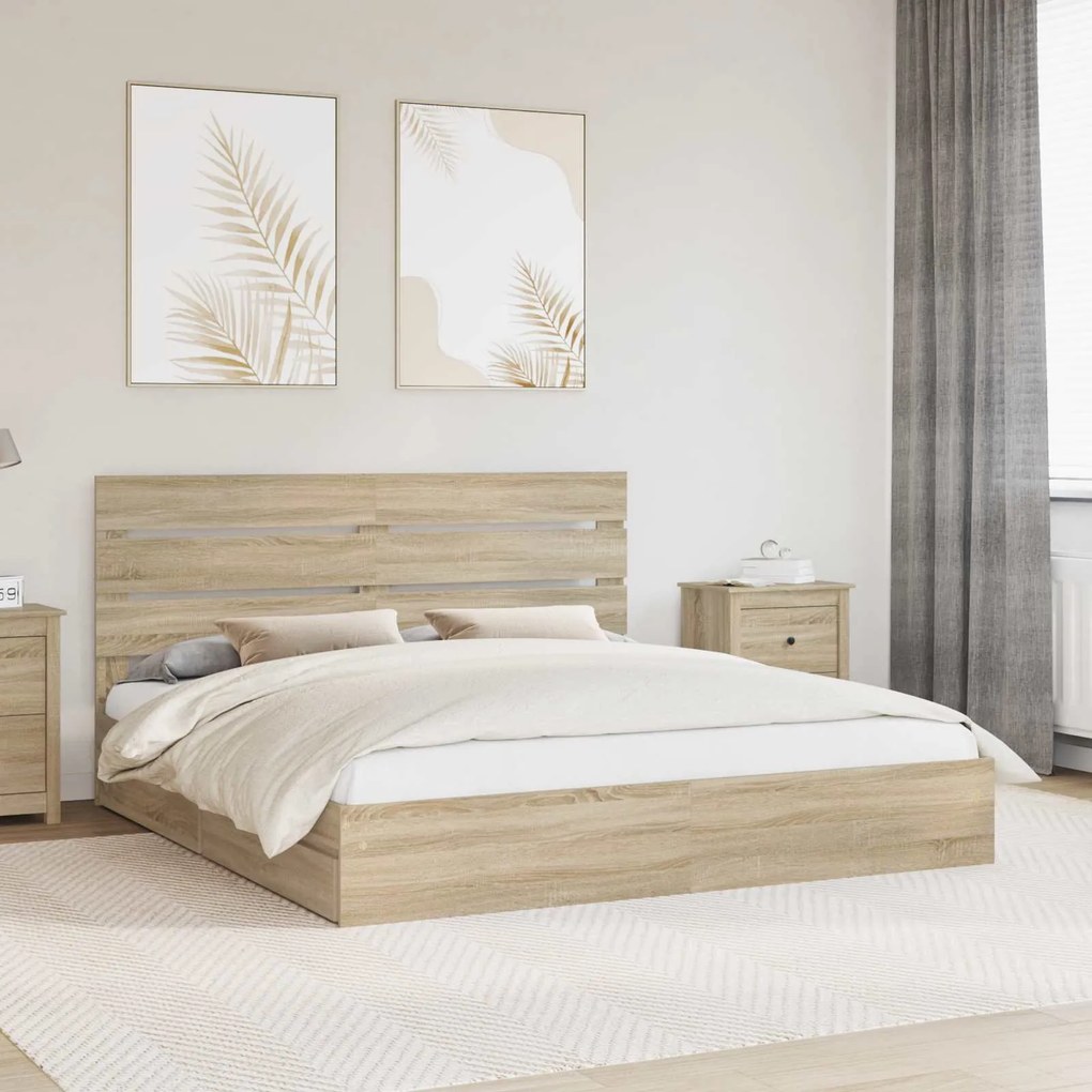 Postel s úložným prostorem se zásuvkou Sonoma dub 180 x 200 cm 3411879