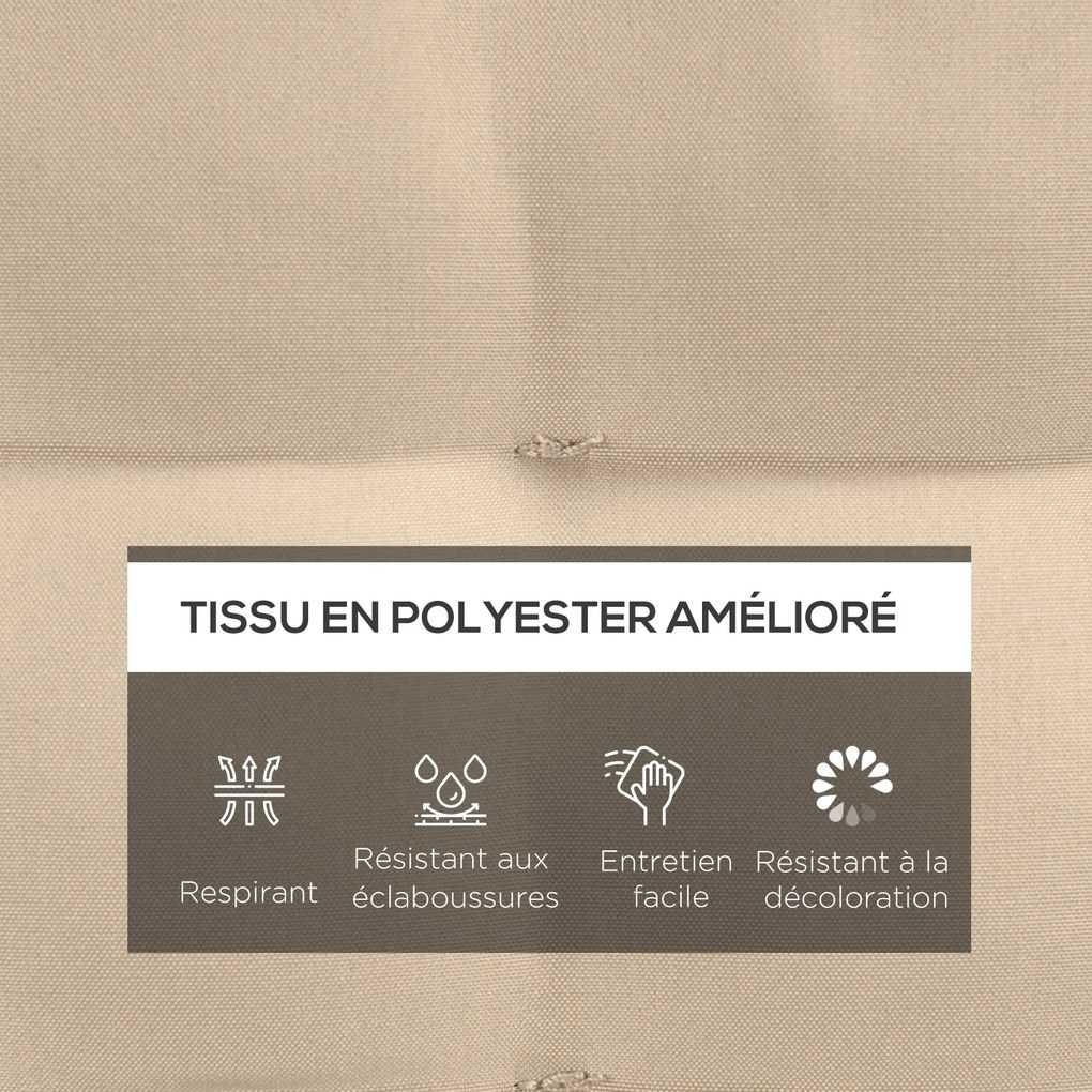 Outsunny Sada 6 zahradních polštářů na židle, prošívané venkovní polštáře, vysoký komfort, dim. 40D x 40Š cm Khaki | Aosom