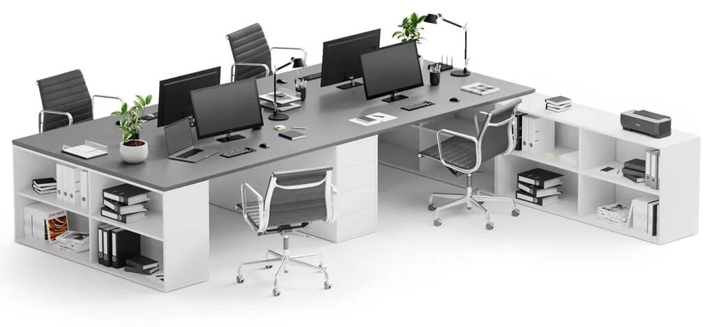 PLAN Kancelářský psací stůl s úložným prostorem BLOCK B05, dub přírodní/grafit