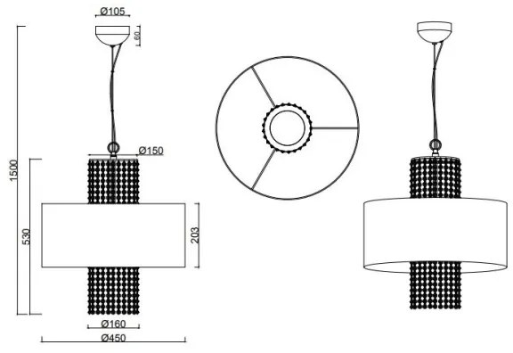 Reality - Lustr na lanku KING 3xE14/28W/230V stříbrná