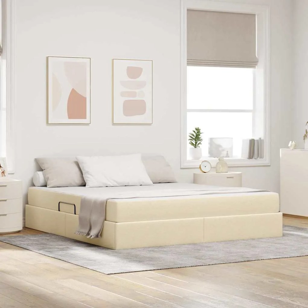 Postel s úložným prostorem a matrací Krémová 180 x 200 cm 3399680