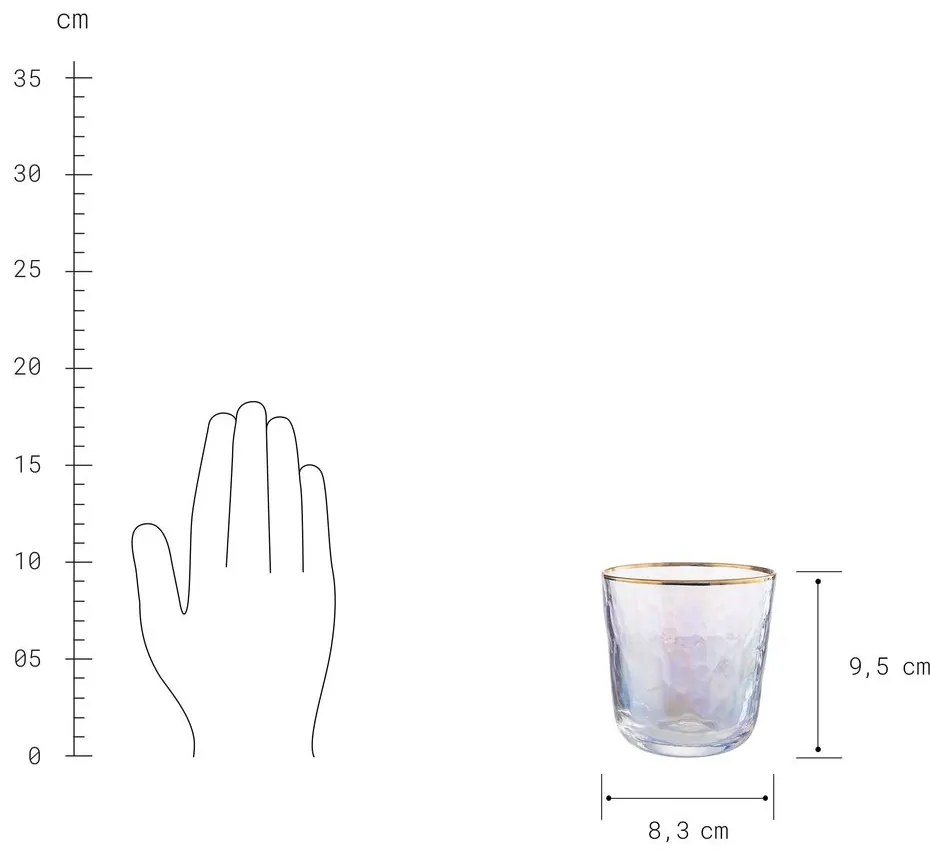 Butlers SMERALDA Sada sklenic se zlatým okrajem 280 ml 6 ks