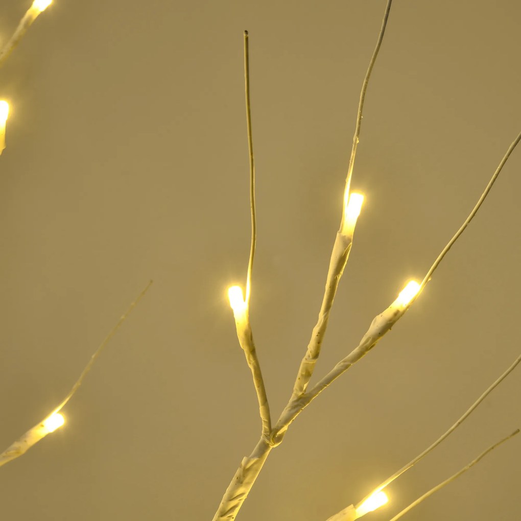 HOMCOM Umělý strom, umělá bříza, s LED osvětlením, teplá bílá, realistická bílá kůra, 17D x 17Š x 120V cm