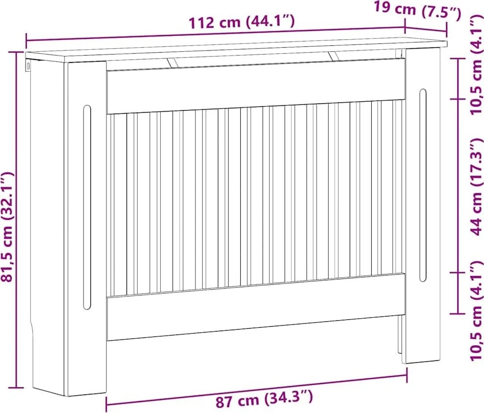 vidaXL Kryt radiátoru Kouřový dub 112 x 19 x 81,5 cm kompozitní dřevo [884108]