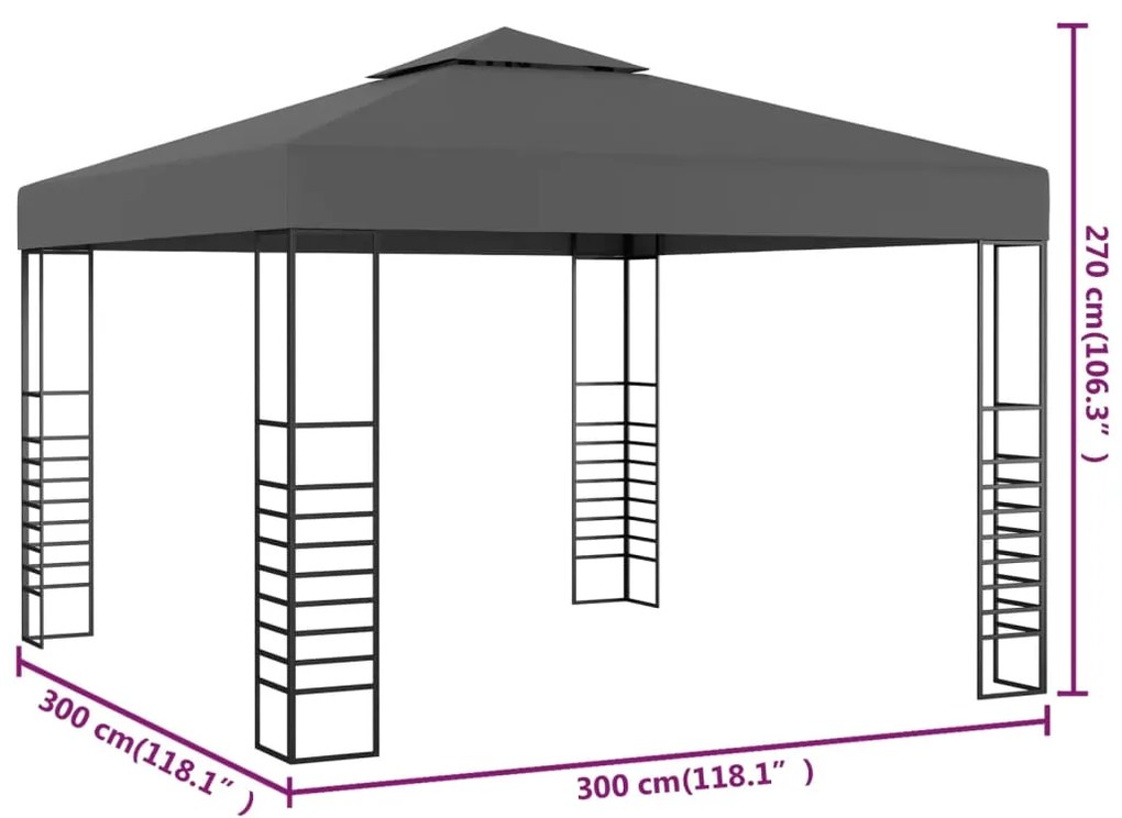 vidaXL Marketos Zahradní altán 3 x 3 m antracitový