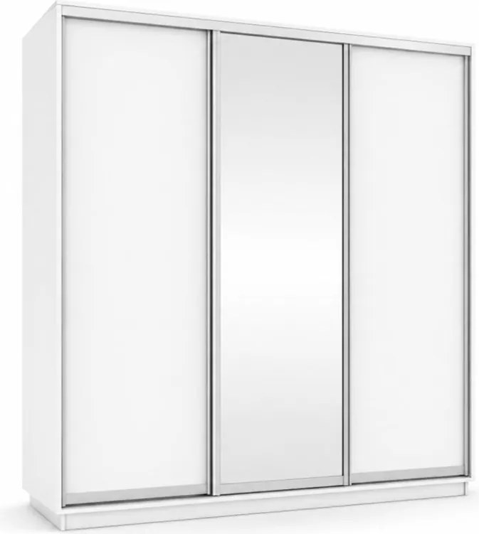Skříň s posuvnými dveřmi 2000x2200x600 2LTD 1 Zrcadlo Nymphea Alba, profil stříbrný