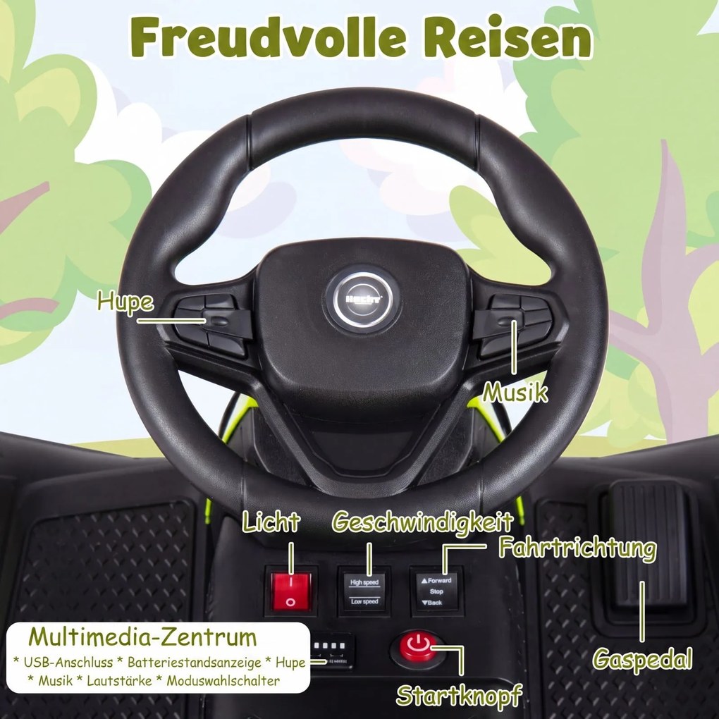 Costway 24 Elektrický traktor V Elektrický traktor pro děti ve věku 3 a – zelený