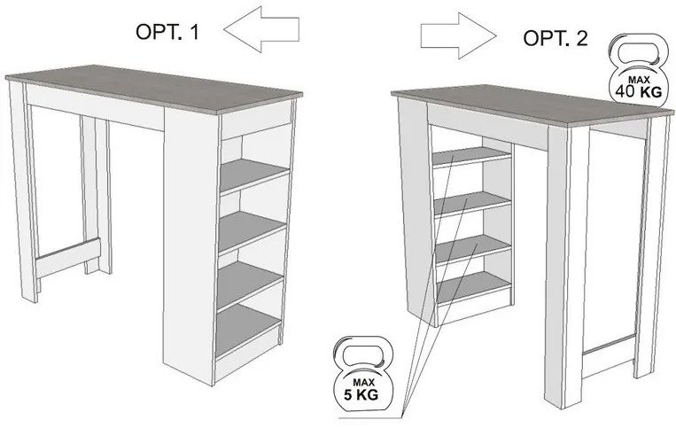Barový stůl Mojito, bílý/šedý beton