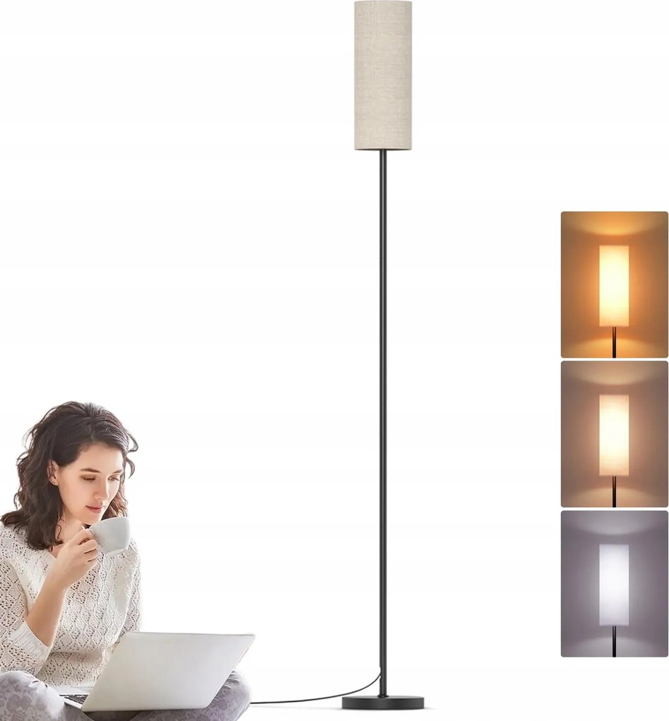 Stojací Lampa Podlahová Moderní 164 CM Stínidlo Tuba Boho Juta 3 Barvy