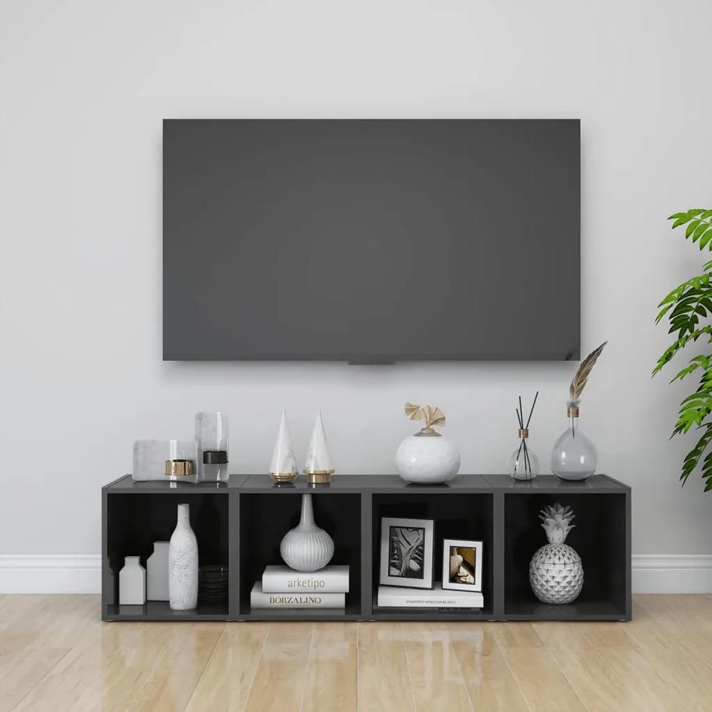 805524 vidaXL TV stolky 4 ks šedé s vysokým leskem 37x35x37 cm dřevotříska
