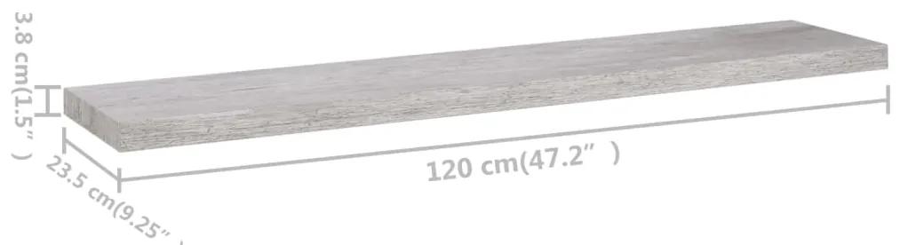 Plovoucí nástěnná police betonově šedá 120 x 23,5 x 3,8 cm MDF