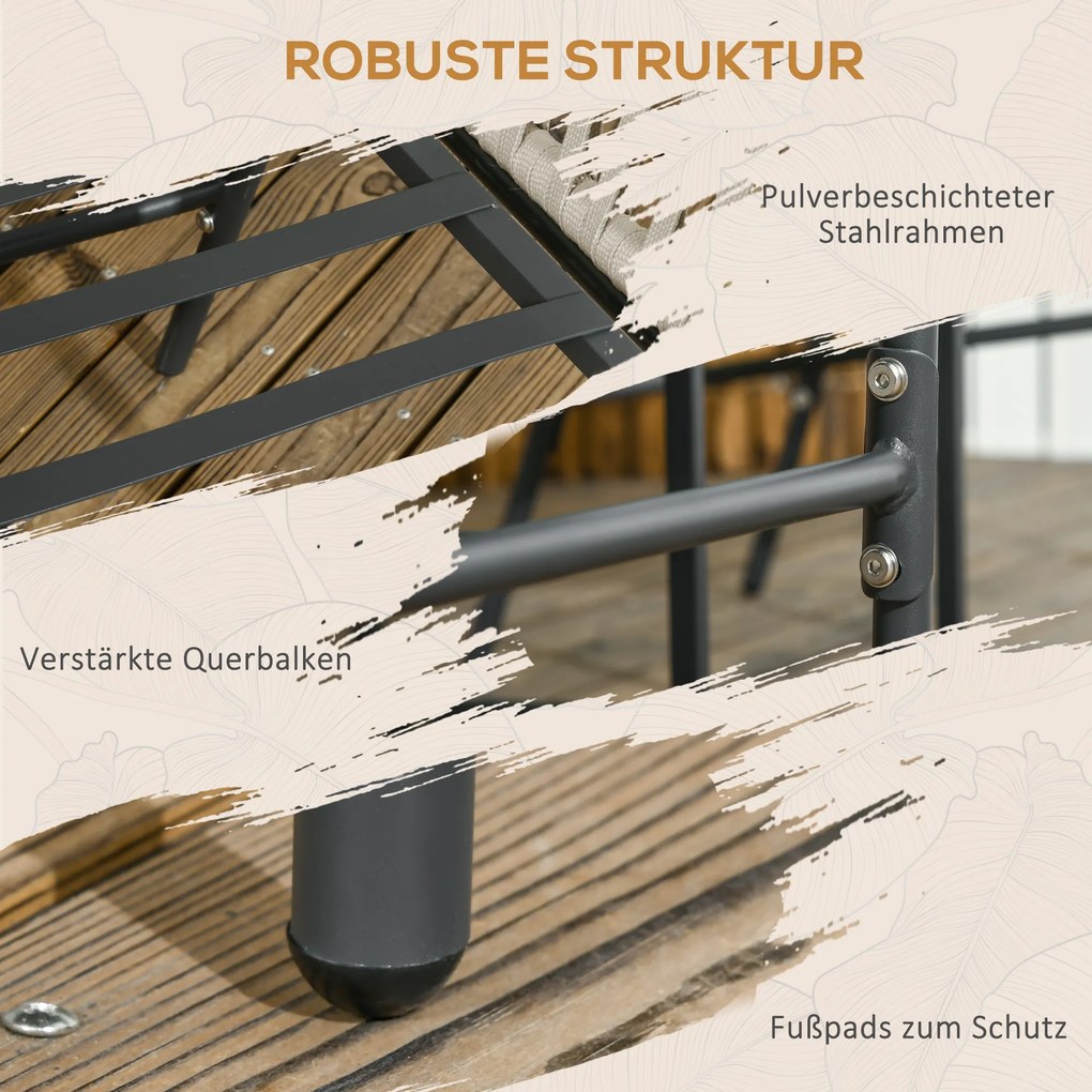 Sada 2 zahradních židlí Outsunny s polštáři v boho stylu, kovový rám, ideální na balkon a terasu, odolné proti povětrnostním vlivům a pohodlné