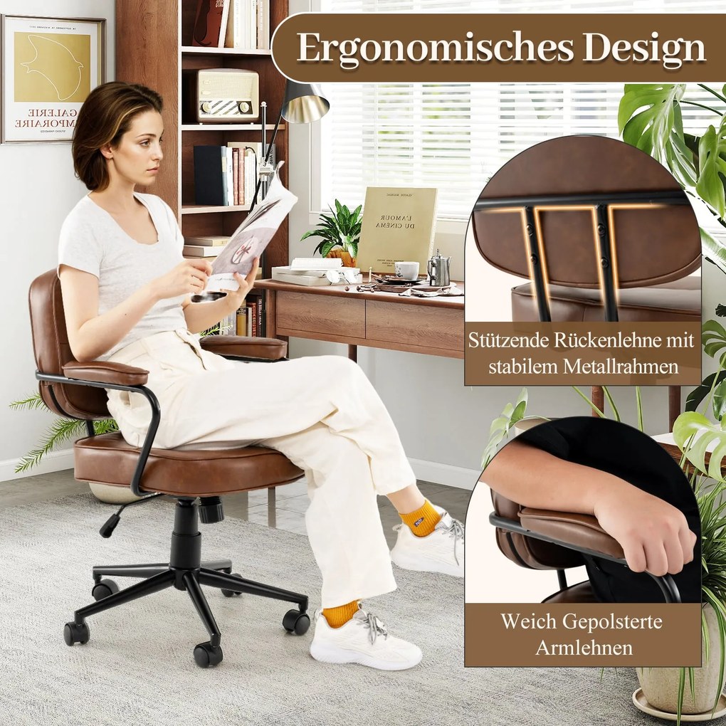 Costway Ergonomická kancelářská židle s područkami a kolečky, výškově