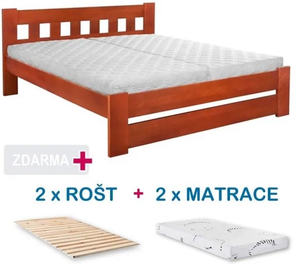 Manželská postel BARA s roštem a matrací ZDARMA 180x200, masiv buk, třešeň GR design