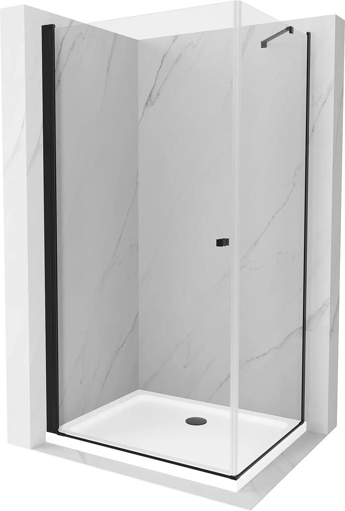 Mexen Pretoria, sprchový kout 70 (dveře) x 100 (stěna) cm, 6mm čiré sklo, černý profil + bílá sprchová vanička, 852-070-100-70-00-4010B