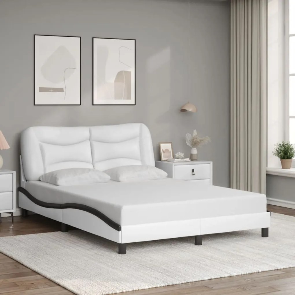 Rám postele bez matrace Hvar bílý a černý 140 x 190 cm umělá kůže 3208001