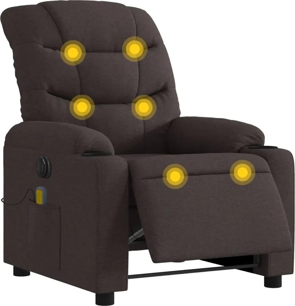 Elektrické masážní polohovací křeslo tmavě hnědé textil 3206641