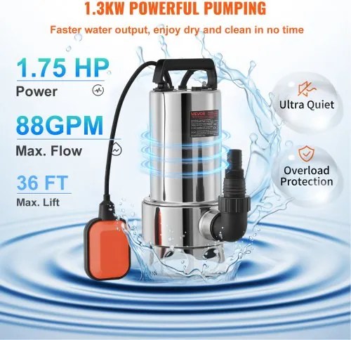 ponorné vodní čerpadlo, 1300 W 20000 l/h, s 10 m