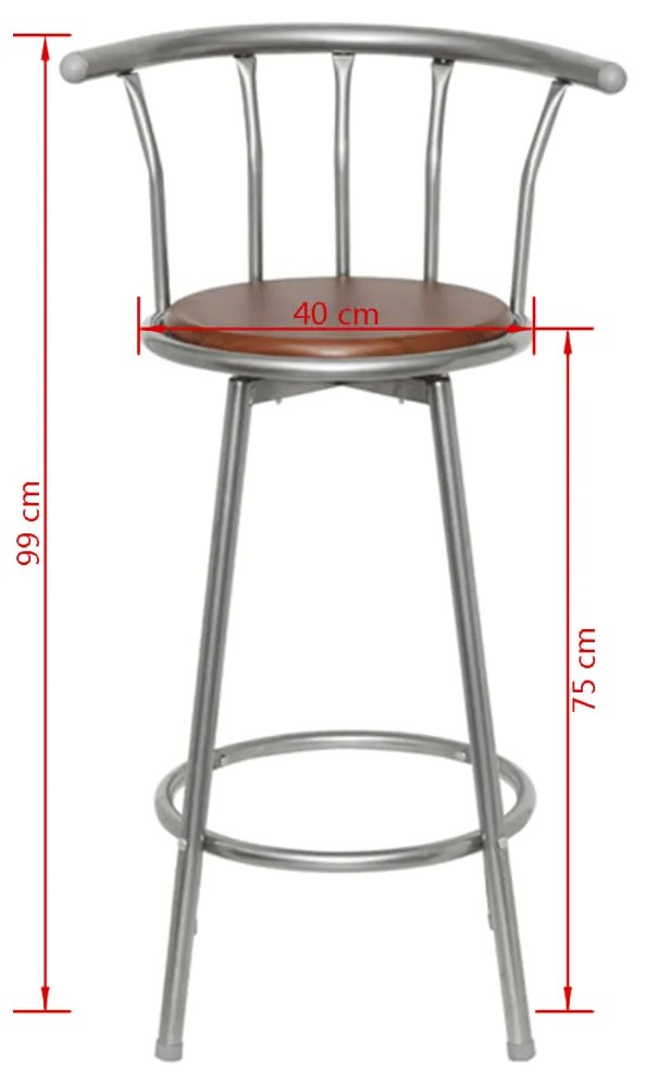 Barové židle 2 ks hnědé ocelové - Default Title
