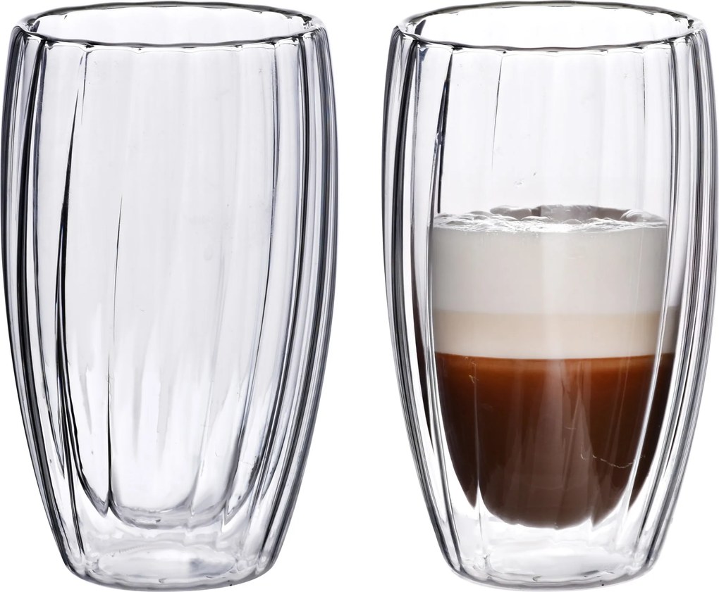 Sada 2 ks skleněných hrnků PETER STRIPES 450 ml čirá