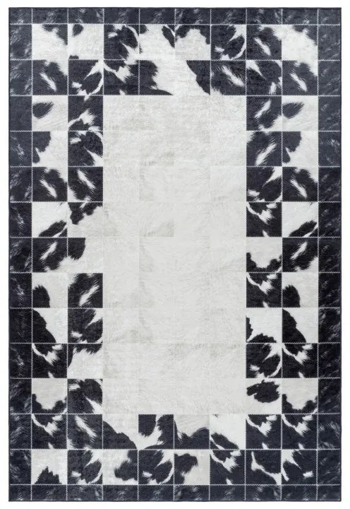 Ayyildiz, Kusový koberec Fiesta 4307 black, 160x230, černobílá, chodba / předsíň