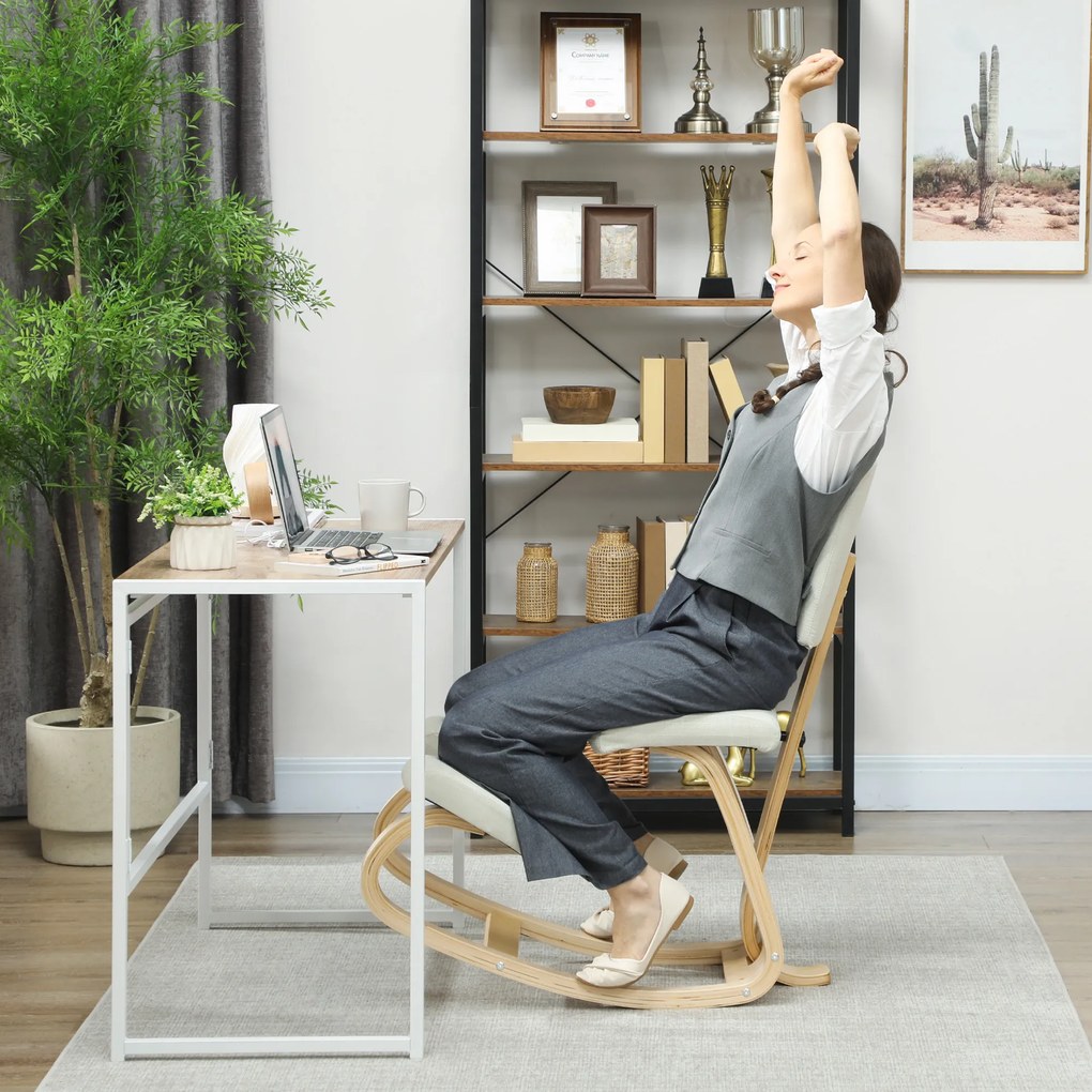 HOMCOM Ergonomická kolenní židle, kolenní stolička, zdravotní židle pro domácnost, kancelář, meditaci, krémová