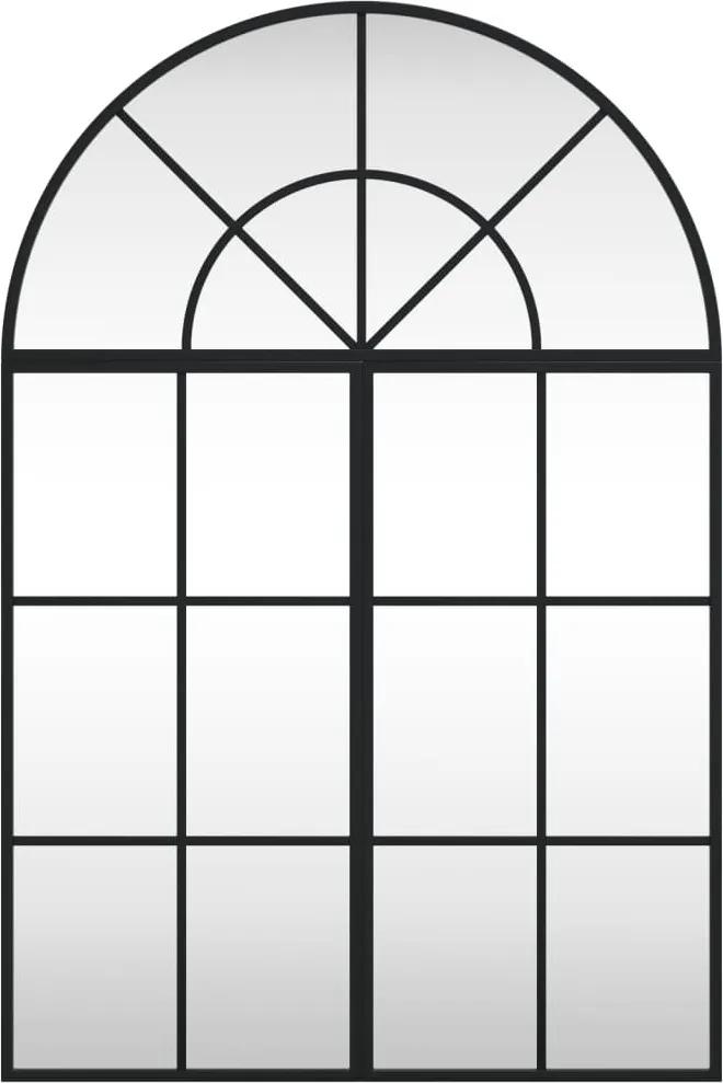 vidaXL Nástěnné zrcadlo černé 60 x 90 cm oblouk železo [3200605]