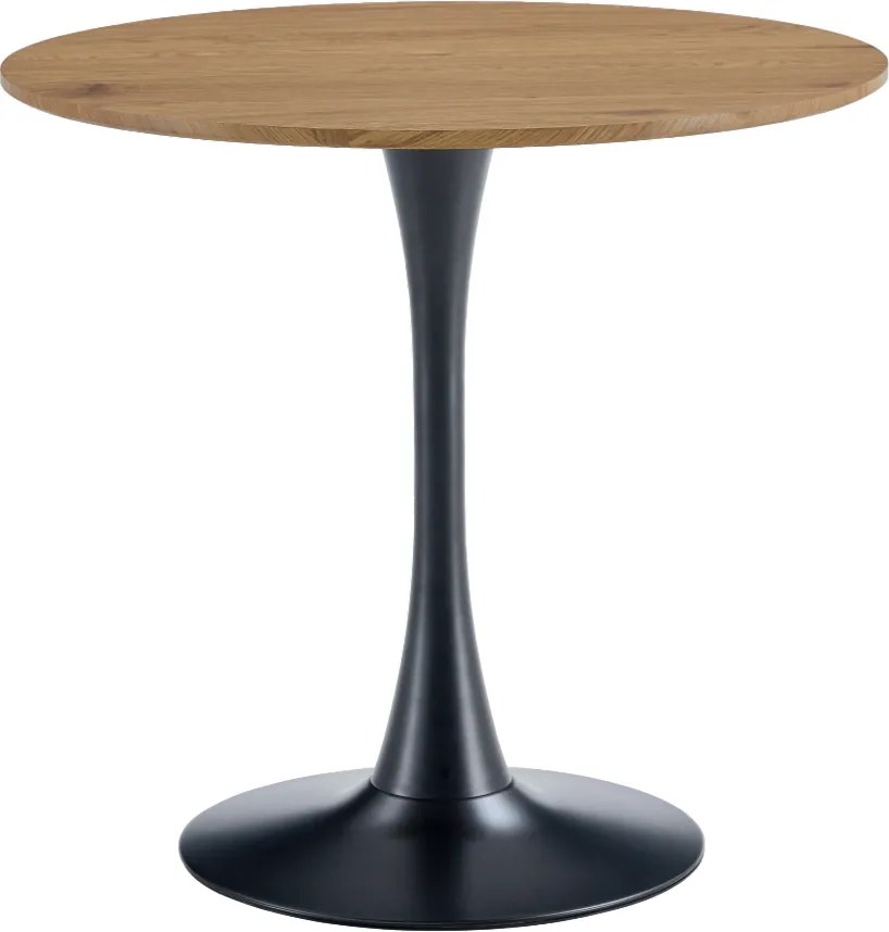 Jídelní stůl, dub/černá, průměr 80 cm, REVENTON NEW