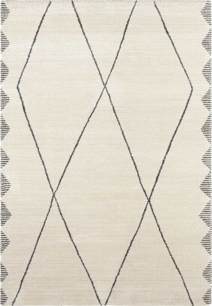 AKCIA: 80x150 cm Kusový koberec Glow 103665 Cream/Grey z kolekcie Elle, biela, obývacia izba, ELLE Decoration