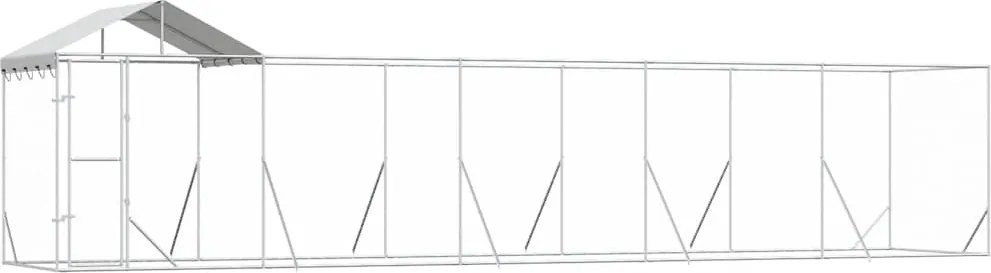 Venkovní psí kotec se střechou stříbrný 10 x 2 x 2,5 m ocel 3190468
