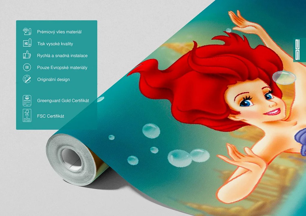 Dětská vliesová fototapeta na zed' Ariel pod Vodou, Disney | 90 x 202 cm | DFTDNV 5410