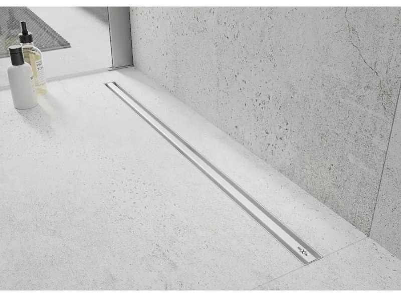 Mexen Flat nerezový sprchový žlab s rotačním 360° sifonem 60 cm, vzor SLIM, bílá, 1241060