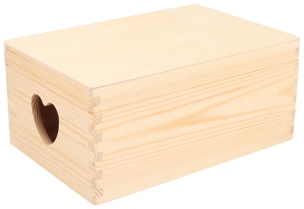 Dřevobox Dřevěný box s víkem a srdíčky