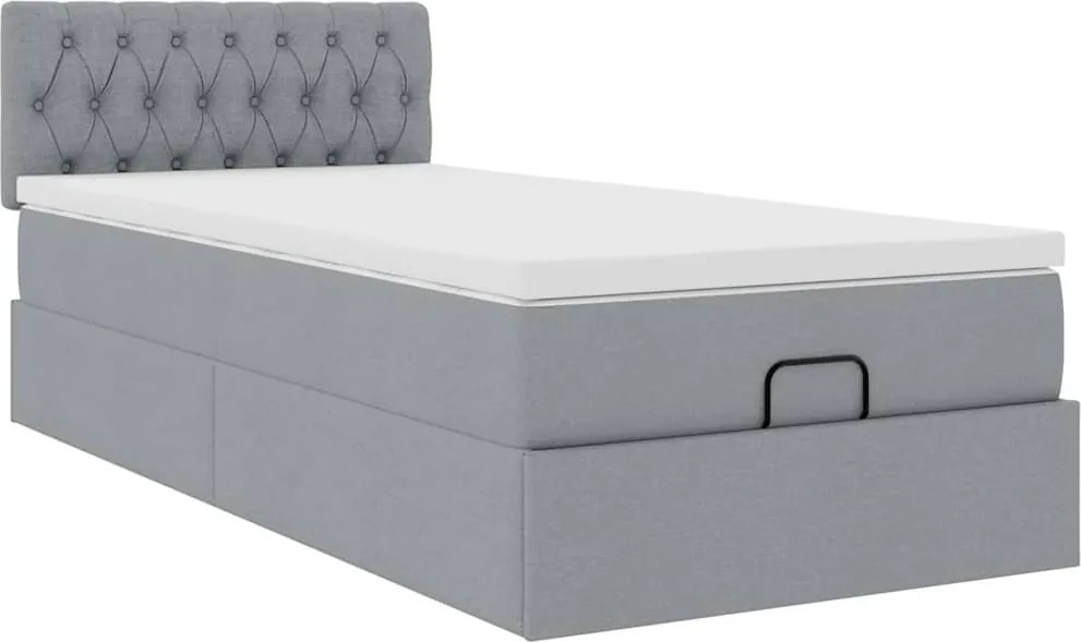 Osmanský rám postele s matrací světle šedá 90x190cm textil 3312353