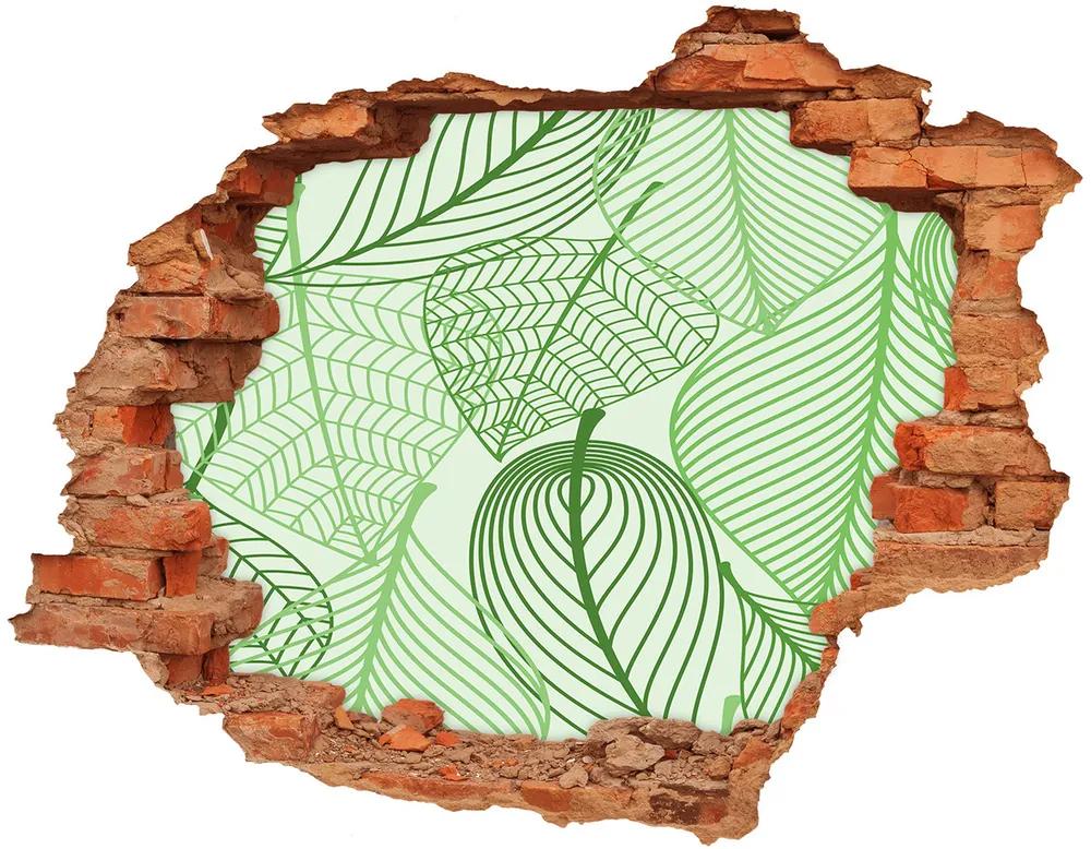 Wallmuralia Nálepka 3D díra na zeď Listí vzor 90x70 cm