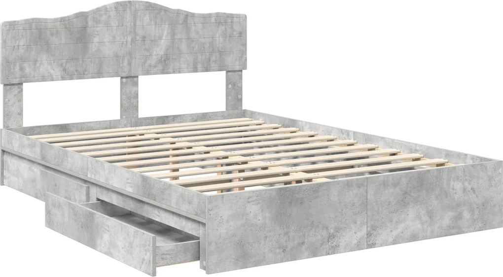 Postel s úložným prostorem s čelo Betonově šedá 150 x 200 cm 3413085